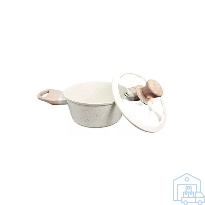 Cacerola Granito 18Cm Tapa De Vidrio Con Aro De Silicona Y Salida De ...